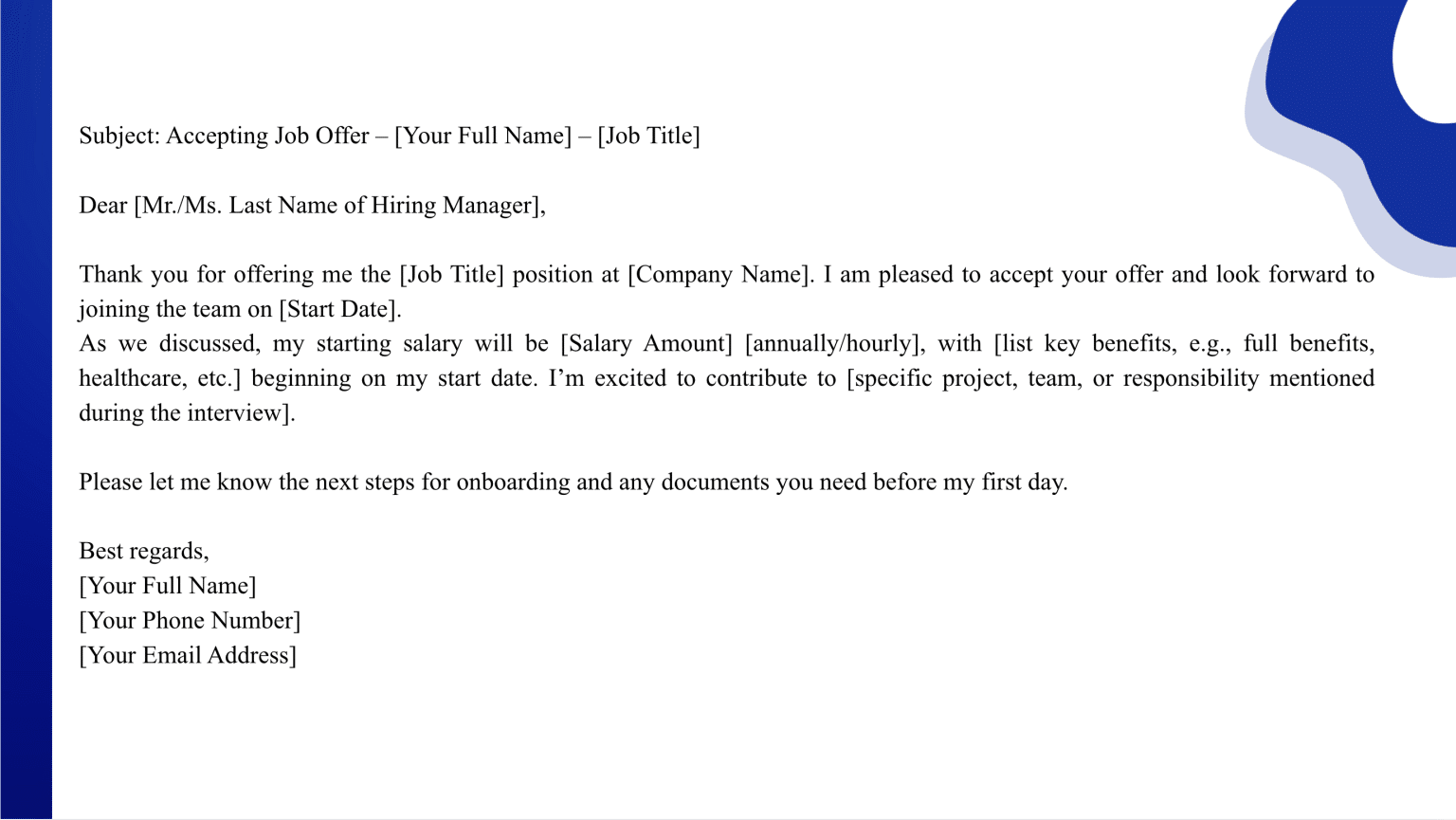 Job Acceptance Letter (Samples and Example) - Hr Simple