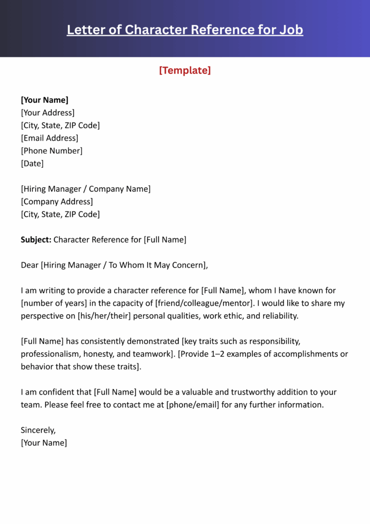 How to Create a Letter of Character Reference? - Hr Simple